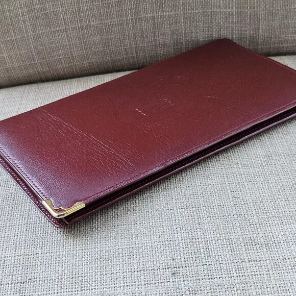 Cartier | Bags | Cartier Paris Long Wallet Burgundy Red Leather Card ...